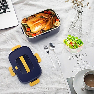 2L Electric Lunch Box,80W Portable Food Warmer Lunch Box Fast Heated Lunch Boxes for Adults,Rechargeable 12V 24V 110V Self Heating Lunch Box for Car Truck Work with SS Container Fork Spoon Carry Bag