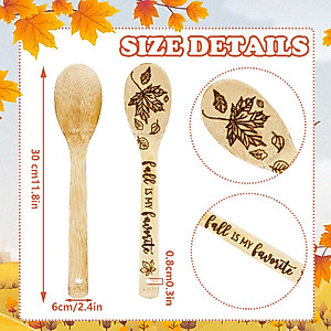 Whaline 7Pcs Fall Wooden Spoons Set Pumpkin Maple Turkey Gnome Wooden Spoons Thanksgiving Natural Burned Cooking Utensil Spoon Engraved Laser Scoops for Party Decoration Home Kitchen Supplies
