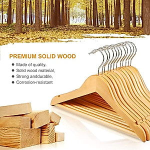Wooden Hangers 30 Pack - Suit Hangers with 360-Degree Rotatable Hook - Smooth Natural Finish & Durable Wooden Coat Hangers - Heavy Duty Hangers for Clothes, Jacket, Shirt, Tank Top, Dress - Natural
