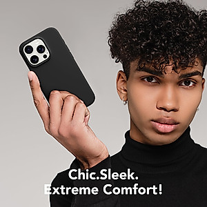 GONEZ for iPhone 14 Pro Max Case Silicone, Compatible with MagSafe, with Screen Protector + Camera Lens Protector, Liquid Silicone Shockproof Protective iPhone 14 ProMax Case 6.7", Black