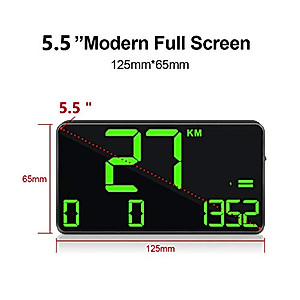 SmartCoolous C90 5.5" inch Universal HUD Head Up Display GPS Digital Speedometer Over Speed Alarm Tired Driving Warning Windshield Project for All Vehicle Bicycle Motorcycle