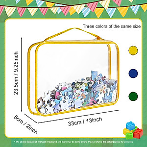 6 Packs Toy Storage Bags,Clear Pvc Zippered Puzzles Organizing Bags,Travel Waterproof Organizer Toy Bags for Puzzles,Toys,Book,Board Games,Building Blocks,Small Toys,Toiletries(yellow&blue&green)