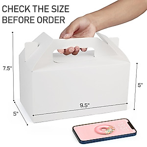 LotFancy Gable Boxes for Party Favor, 9.5 x 5 x 5 Inch, 25 Pack Large Treat Boxes with Handles, White Goodie Boxes for Birthday, Wedding, Baby Shower, Lunch, Gift Giving
