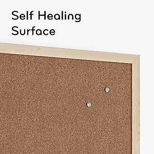 U Brands Cork Bulletin Board, 24 X 18 Inches, Birch MDF Frame