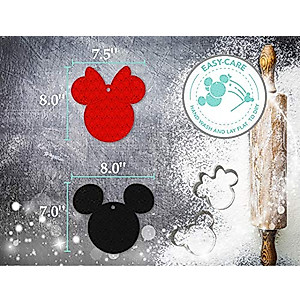 Disney Mickey and Minnie Mouse 100% Silicone Trivets, 2pk - Multipurpose Flexible Kitchen Tools that Serve as Pot Holders, Spoon Rest, Jar Opener, or Heat Resistant Hot Pads up to 500 degrees F