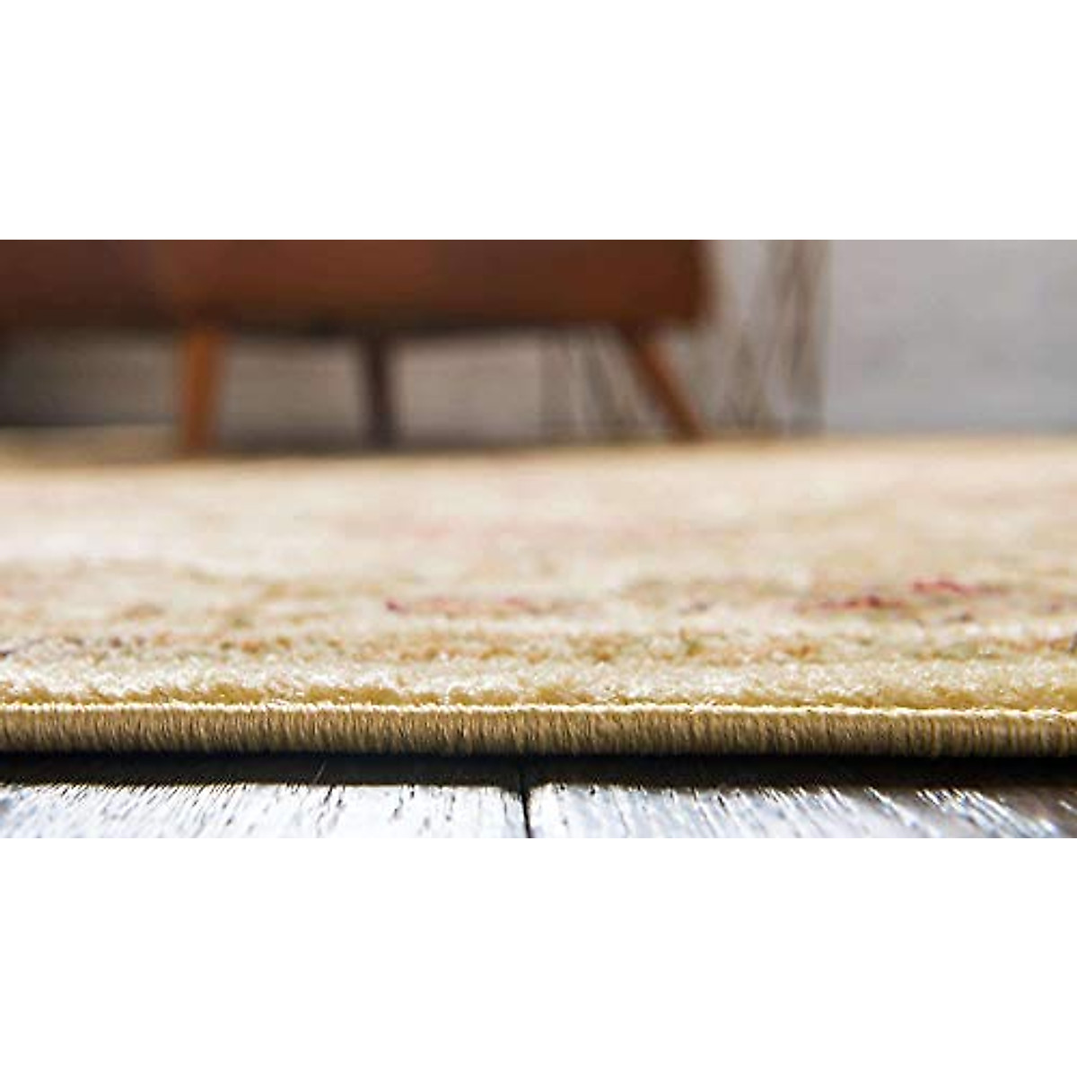 Unique Loom Voyage Collection Traditional Oriental Classic Intricate Design Area Rug, Round 6' 1" x 6' 1", Ivory/Tan