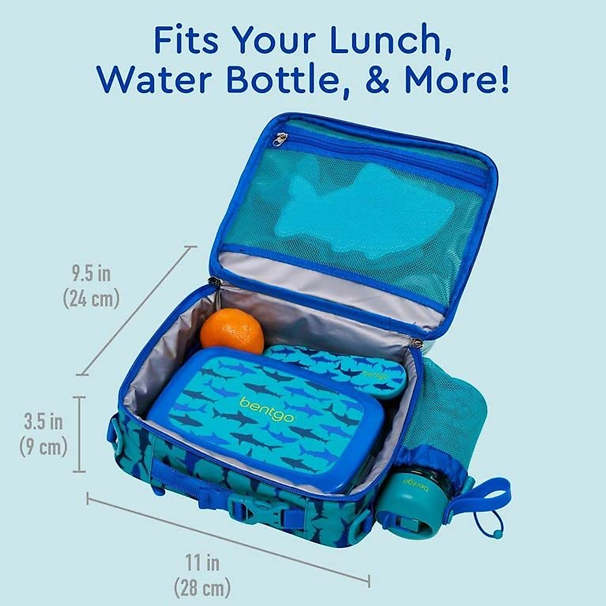 Bentgo® Kids Lunch Bag Set Water Bottle - New & Improved 2023 (Shark)