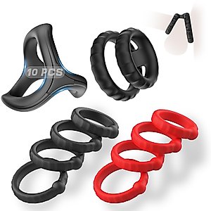 Silicone Penis Ring Set Sex Toys for Men, Amortoy 10 PCS Men’s Cock Rings Penis Sleeve Shaft for Erection Enhancing, Soft Stretchy Male Sex Toys, Adult Toys for Couples Pleasure