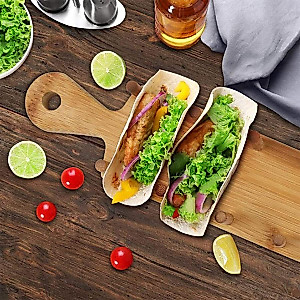 Taco Holder Stand, Wooden Taco Plates Tray Rack Holds 8 Soft or Hard Shell, Taco Bar Serving Set for a Party, Tortillas, Burritos, Home, Parties