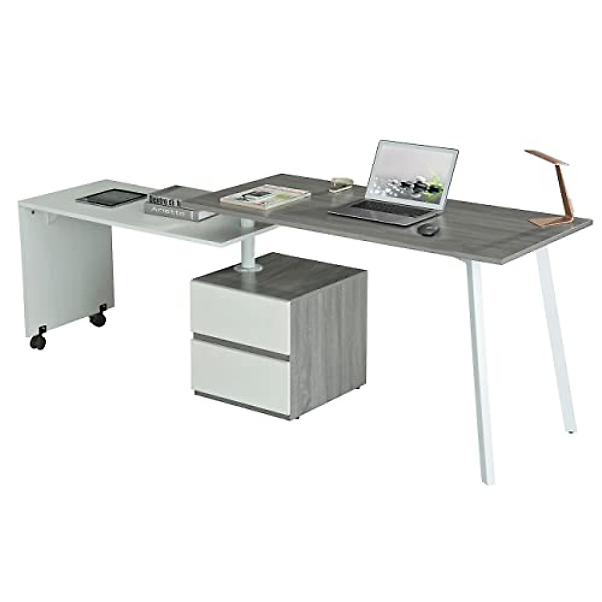 Techni Mobili Rotating Modern Multi-Positional Desk, Grey