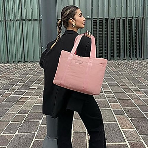 BOSTANTEN Tote Bag for Women Large Purses Shoulder Handbags With Yoga Mat Buckle For Work Travel Gym Pink