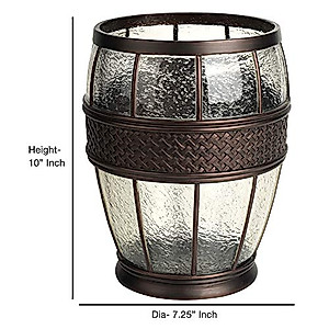 nu steel Resin Crackled Ice Small Trash Can Wastebasket, Garbage Container Bin for Bathrooms, Powder Rooms, Kitchens, Home Offices - Oil Rubbed Bronze