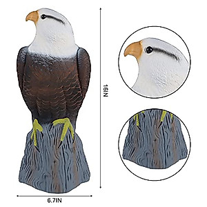 Hausse Bird Scarecrow Fake Horned Hawk Decoy, Bald Eagle Bird Repellent Garden Protectors, Falcon Scare Birds Away Deterrent Scarecrow for Garden Yard Outdoor