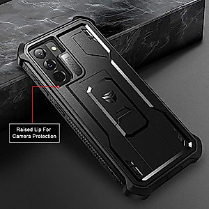 Dexnor for Samsung Galaxy S21 Case, [Built in Screen Protector and Kickstand] Heavy Duty Military Grade Protection Shockproof Protective Cover for Samsung Galaxy S21 5G, 6.2 inch Black