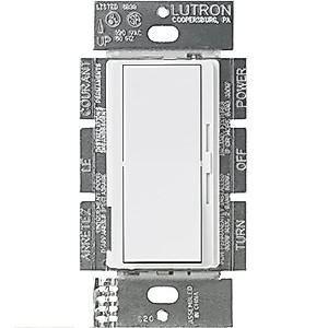 Lutron Diva Dimmer for Incandescent and Halogen, 600-Watt, Single-Pole, with Wallplate, DVW-600PH-WH, White