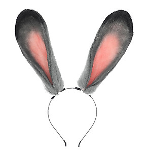 JUNBOON Handmade Fur Rabbit Ears Headwear Women Men Cosplay Costume Party Cute Head Accessories for Halloween