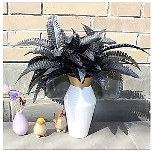 3 Pieces of Artificial Boston Fern Leaf Plants, Fake Shrub Flowers Indoor and Outdoor Home Garden Balcony Decoration, DIY Decorative Flower Pot Filling, Indoor Decoration (14 inches，Black)