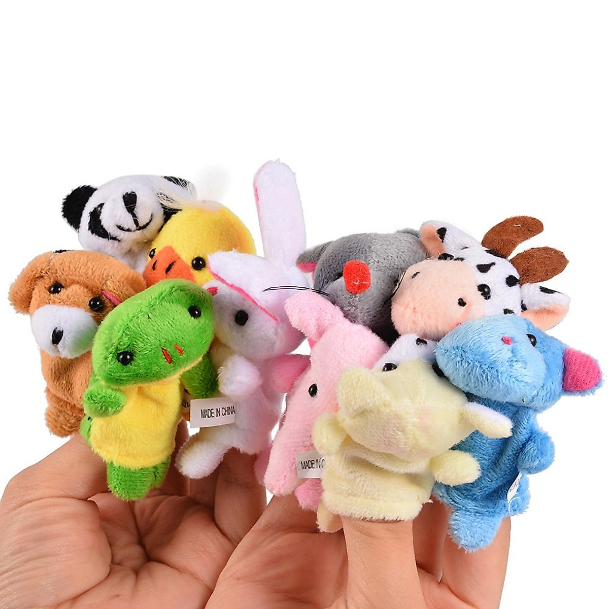 Acekid 10pcs Soft Plush Animal Finger Puppets Set Baby Story Time Velvet Animal Style for Toddlers
