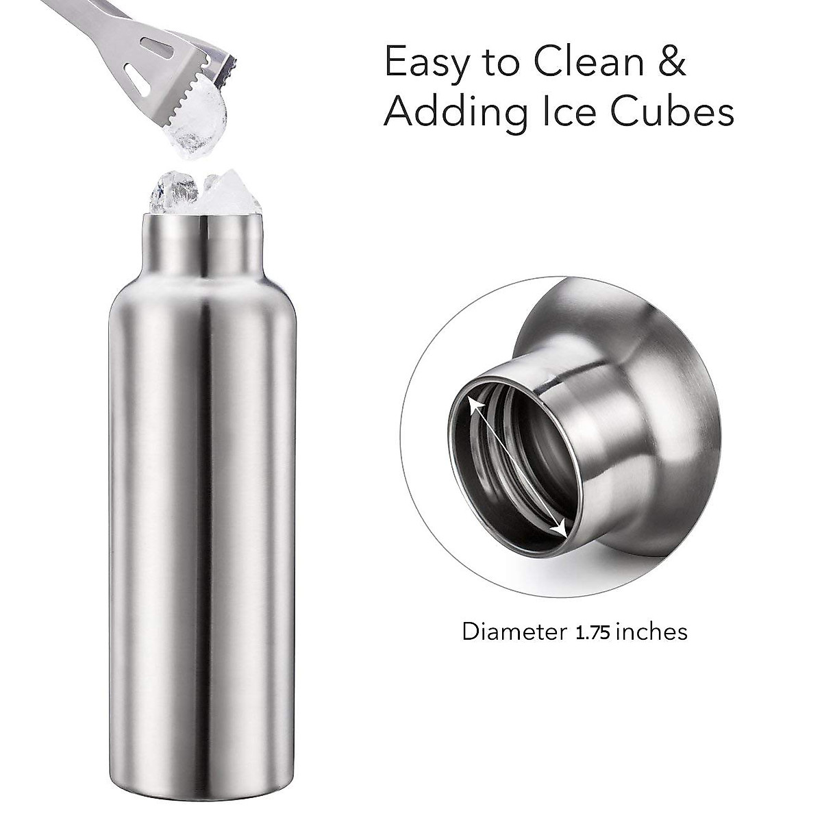 Gteller Stainless Steel Vacuum Insulated Water Bottle 34/25/20/17/12oz 18/8 for Hot and Cold Drinks, Double Walled, Leak Proof (Silver(12oz))