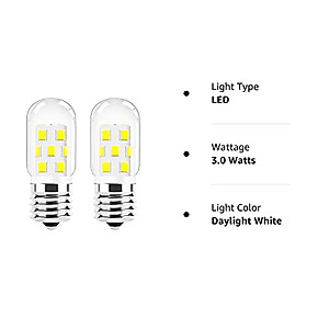 LED Microwave Light Bulb Over Stove Appliance 8206232A 40W Incandescent Equivalent, E17 LED Bulb Dimmable for Refrigerator, Range Hood, 3W 380LM Daylight White 6000K, T7 Intermediate Base, Pack of 2