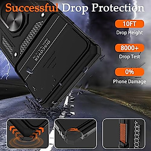 iBaove for Google Pixel 6 Case, Pixel 6 Case with 2 Pcs HD Screen Protector and Slide Camera Cover, Military Protection Shockproof with Ring Kickstand Case for Google Pixel 6, Black