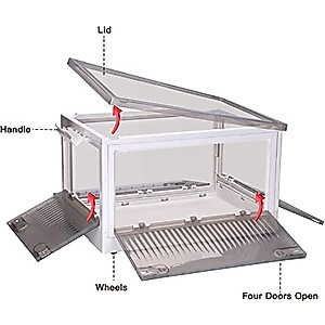 haomsj 3 PCS Folding Storage Box with Lid for Organization, 25QT Stackable Storage Box with Wheels, Five-door Folding Plastic Containers for Ornament, Books
