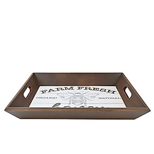 Boston Warehouse 18" TRAY WOOD ANGLED SIDES BEES