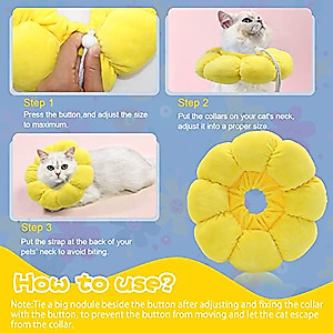 HYLYUN Cat Recovery Collar - Cute Sun Flower Neck Cat Cones After Surgery, Adjustable Cat E Collar, Surgery Recovery Elizabethan Collars for Kitten and Cats