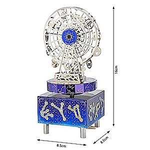 Microworld 3D Metal Puzzle, Music Box Zodiac Ferris Wheel Metal Model Kits, DIY 3D Puzzle Art Craft Gift Toy for Teen (Castle in The Sky)