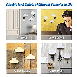 White Cloud Magnetic Key Holder for Wall, Creative and Unique Ornament, Strong Magnetic Force Can Hang Multiple Keys and Keychain, Easy to Install and Convenient to Use. (White)