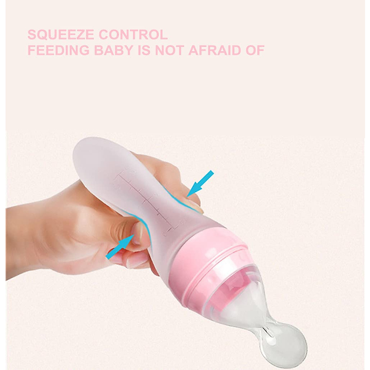 Gaodear Baby Food Feeder,Cartoon Silicone Squeeze Feeding Bottle with Dispenser Spoon for Babies Infant (Pink, 3oz/90ml)