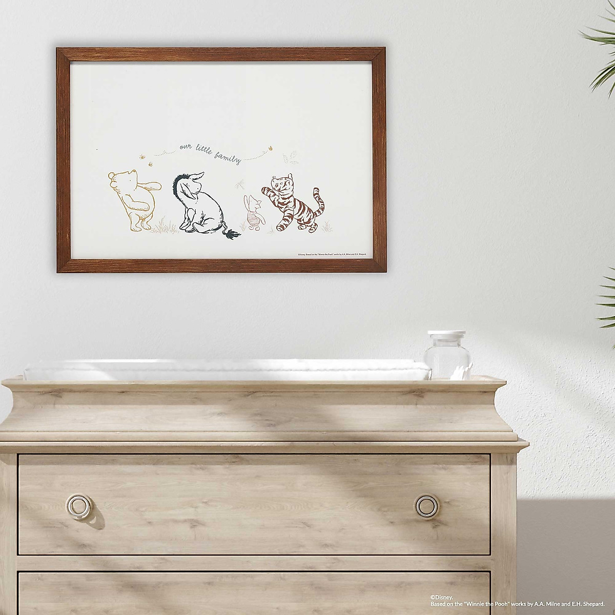 Disney Winnie the Pooh Our Little Family Framed Wood Wall Decor - Adorable Winnie the Pooh Wall Art for Home Decor