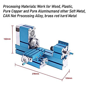 Mini Metal Lathe Machine DIY Tool Benchtop Wood Lathe Woodworking for Hobby Sience Education Modelmaking, AC110V-240V50/60HZ