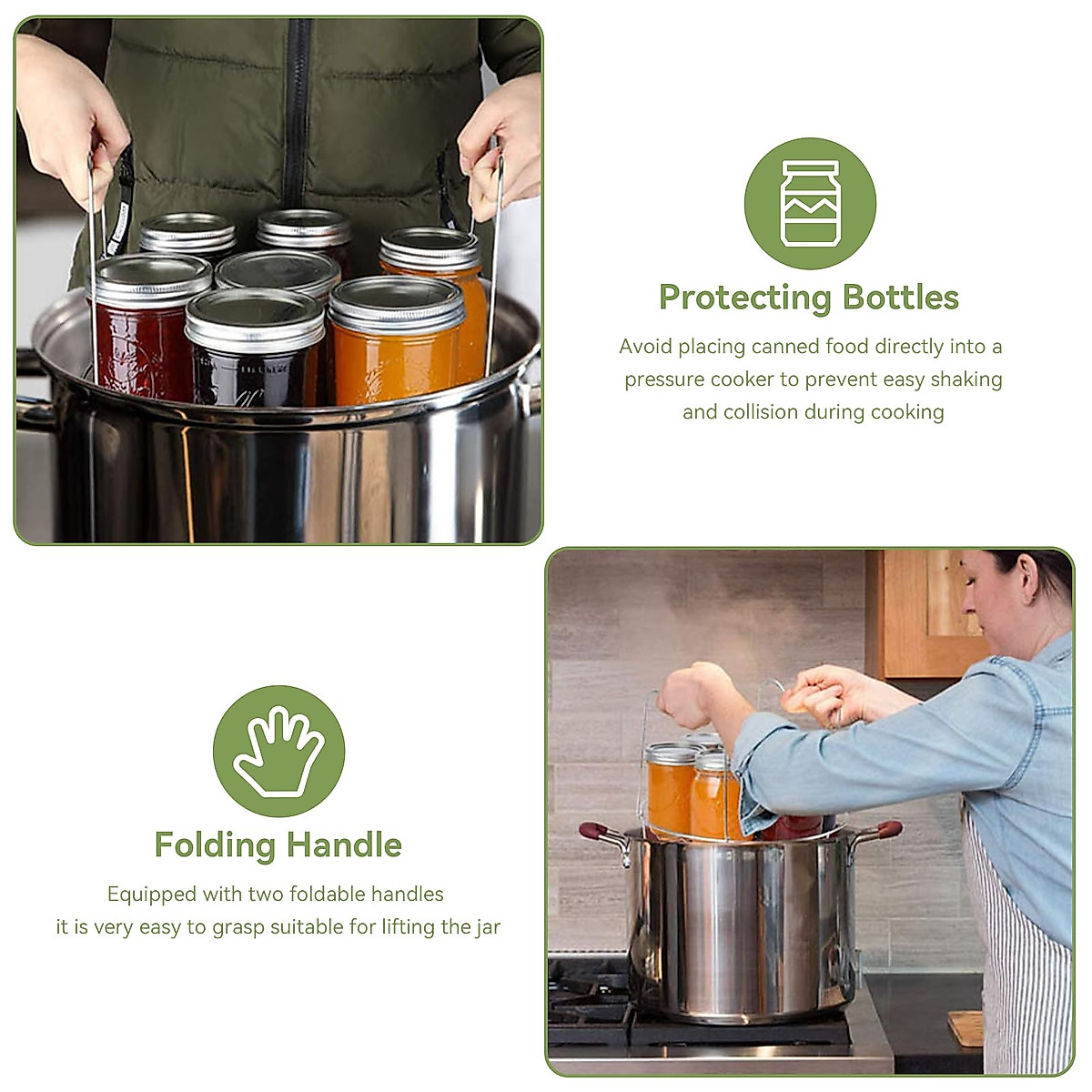 HERCHR Canning Rack, Stainless Steel Canning Rack with Handles for Regular Wide Mouth Mason Jars, 27.5cm