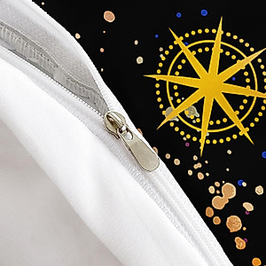 AILONEN Sun and Moon Duvet Cover Set Queen Size, Space Galaxy Boho Exotic Mandala Sun and Moon Comforter Cover Set 3 Pieces,1 Duvet Cover with 2 Pillowcases