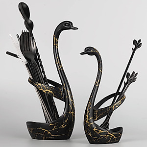 AnSaw Black Swan Bableware Holder Chopstick Rest, Spoon Rest, Knife Rest, Fork Rest Table Decorative (Size Large)