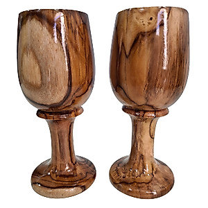 collectiblesBuy Handmade Rustic Dark Brown Wooden Wine Glass Vintage Wood Goblet Drinkware Cup Set of 2