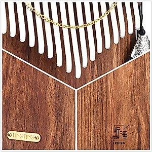 LingTing Kalimba 17 keys Thumb Piano Mbira Finger Piano Gift for Kids Adult Beginners Professional（LT-K17P,sea whisperer)