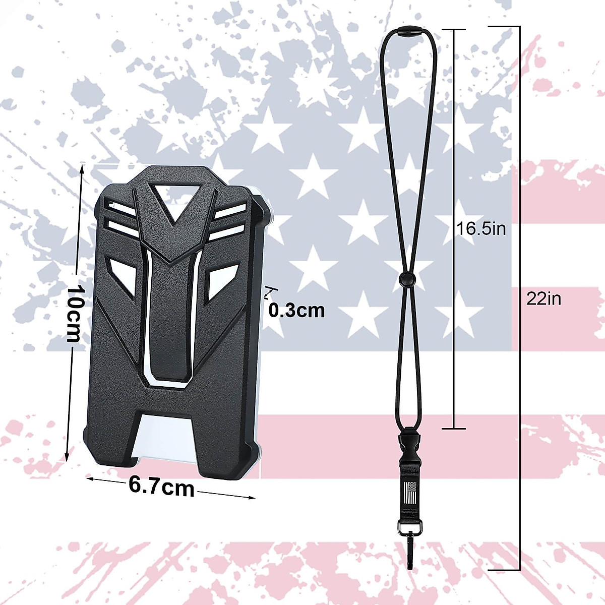 DAYGOS Hard Plastic Badge Holder, Tactical ID/Credit Holder with Heavy Duty Breakaway Neck Lanyard, Detachable Card Holder Lanyards for Keys, Offices, Cruise, School (Black, Holds 1 to 6 Cards)