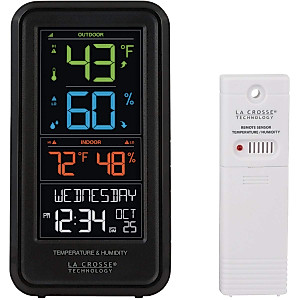La Crosse Technology S82967 Electric/Battery-Powered Color-LCD Wireless 2-Piece Digital Personal Weather Station with Hygrometer and Calendar