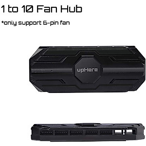 upHere 10 Port 6PIN SATA RGB Hub with 21-Key Remote Control Black MBX10