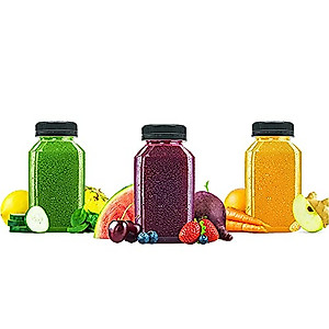 AQSXO 6 Pcs 4 OZ Plastic Juice Bottles, Plastic Milk Bottles, for Juice, Milk and Other Beverages.