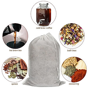 50pcs No Mess Large Cold Brew Bags, 8x12 inch Disposable Coffee Filter Bag Fine Mesh Hops Brewing Drawstring Pouches for Iced Coffee