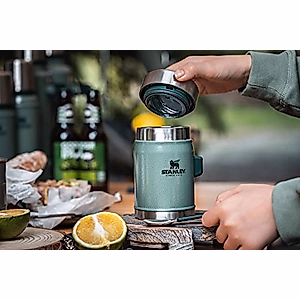 Stanley Classic Legendary Food Jar 0.4L Hammertone Green with Spork – BPA Free Stainless Steel Soup Flask - Keeps Cold or Hot for 7 Hours - Leakproof - Dishwasher Safe