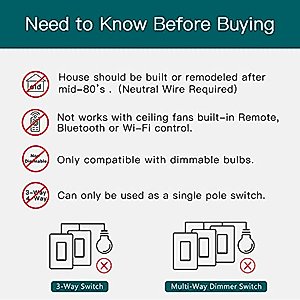 TREATLIFE Smart Ceiling Fan Control and Dimmer Light Switch, Neutral Wire Needed, 2.4Ghz Single Pole Wi-Fi Fan and Light Switch Combo, Works with Alexa, Google Home and SmartThings, Remote Control