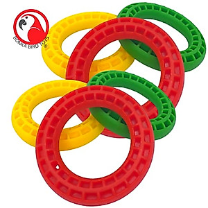 Bonka Bird Toys 3623 Pack 6 Strong Rings Foot Talon Craft Part Bird Toys Round Plastic Loop Colored Roll Circle Healthy Activities Groom
