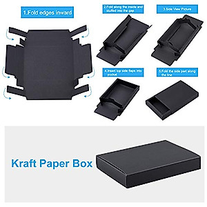 BENECREAT 10 Pack Kraft Paper Drawer Box 20x15x3cm Black Soap Jewelry Candy Snacks Boxes Small Gift Boxes for Wedding Party Favors and Festival Gift Packaging