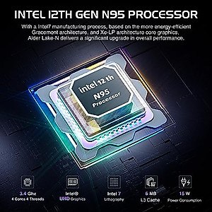 Mini PC RGB AK1 Plus, Intel N95(up to 3.4GHz) 12th Gen Processor Mini Desktop Computer, 16GB RAM 512GB SSD, Dual 4K HDMI, Windows 11 Small PC, 2.4/5G WiFi, Bluetooth, Business/Office/HTPC