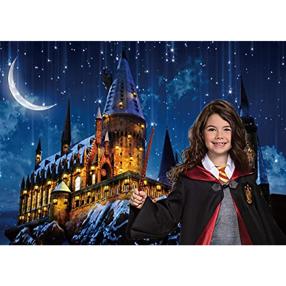 GYA 7x5ft Magic Castle Backdrop-Wizard School Night Sky Moon Photography Background Halloween Decoration Children Birthday Party Banner Photo Booth Props,7x5FT(210x150cm)