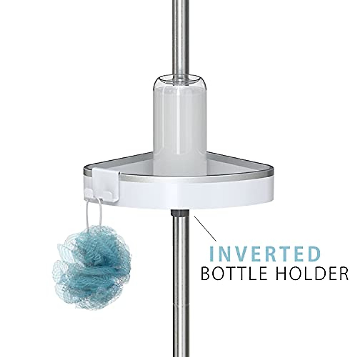 Better Living Making Life A Little Easier HiRISE 3 70053 Free Standing 3 Foot Corner Shower Caddy Rust Free Aluminum Bathroom Shower Caddy Organizer with Adjustable Hooks and Baskets, White
